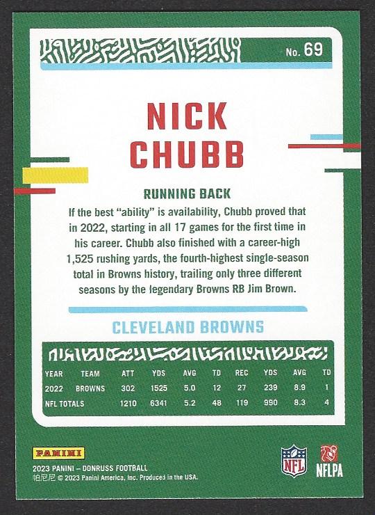 Nick Chubb #69 Prices | 2023 Panini Donruss | Football Cards