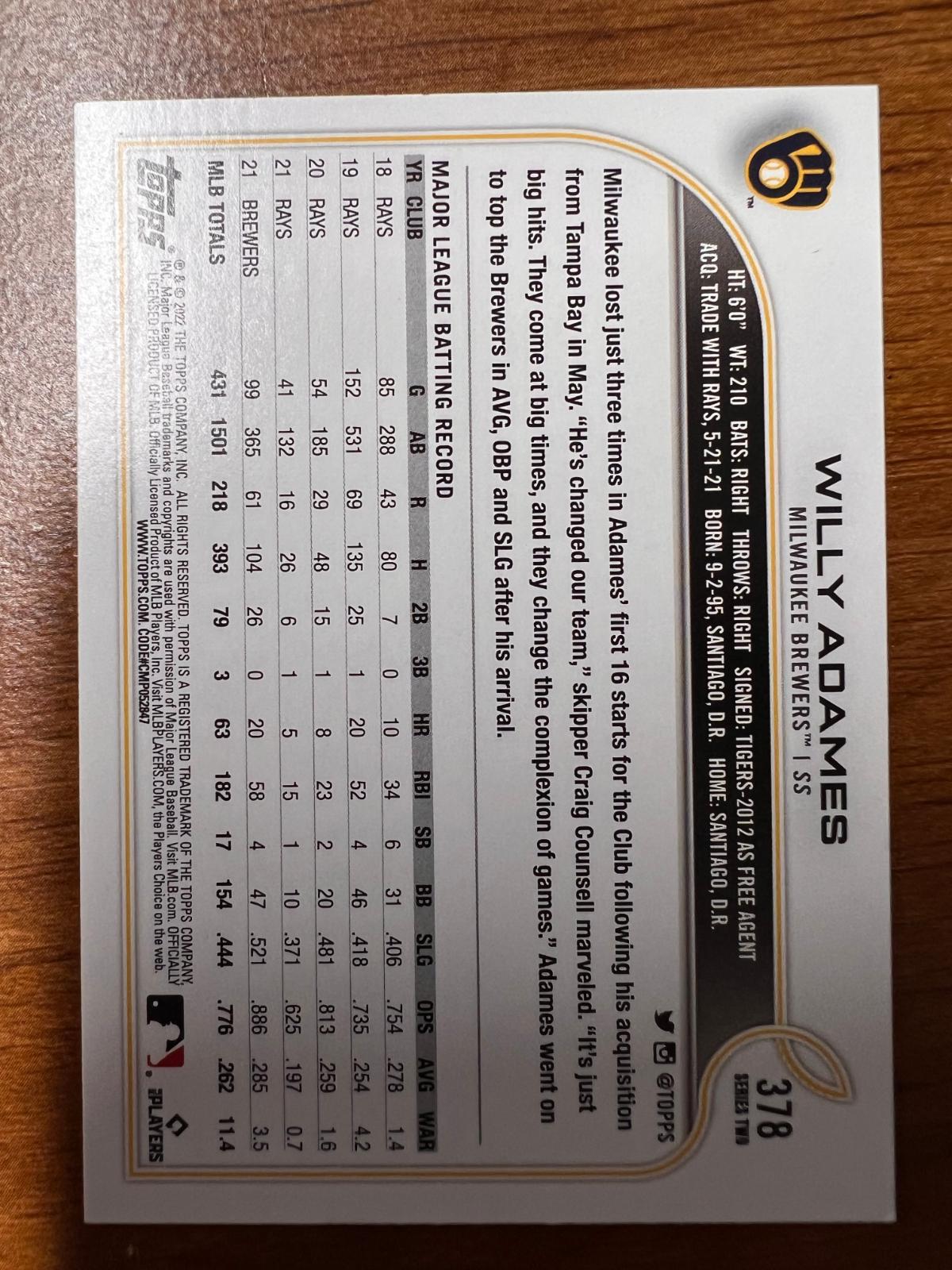 Willy Adames [Rainbow] #378 Prices | 2022 Topps | Baseball Cards