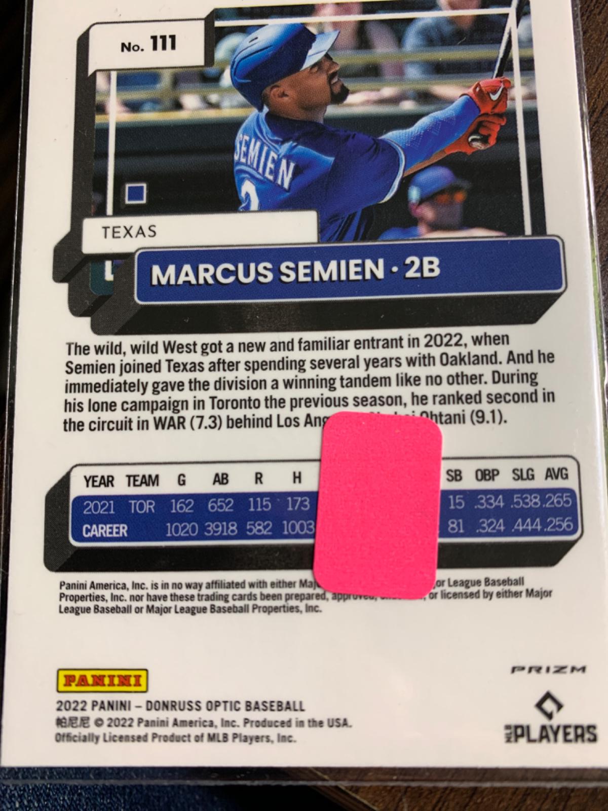 Marcus Semien [Lime Green] #111 Prices | 2022 Panini Donruss Optic ...