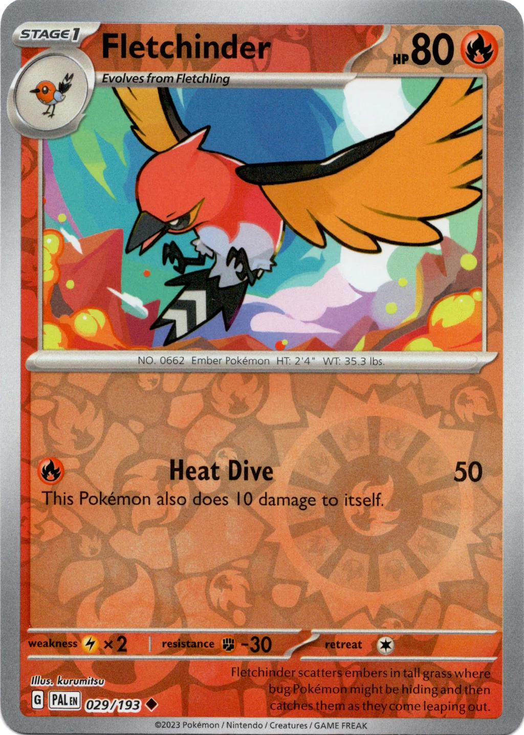 Fletchinder [Reverse Holo] #29 Prices | Pokemon Paldea Evolved ...