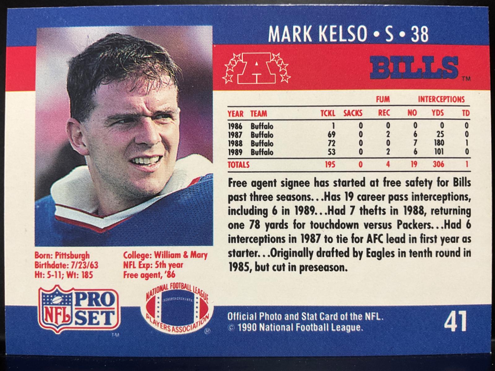 Mark Kelso #41 Prices | 1990 Pro Set | Football Cards