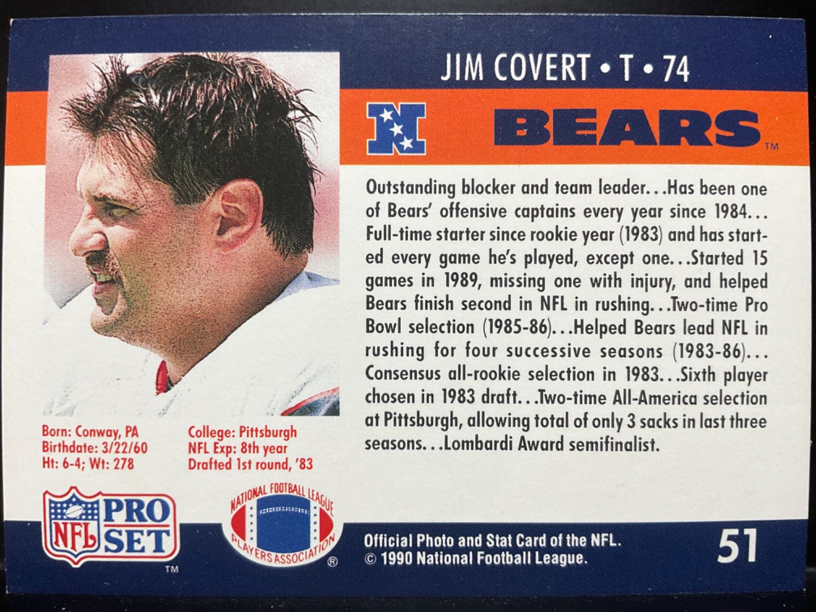 Jim Covert #51 Prices | 1990 Pro Set | Football Cards