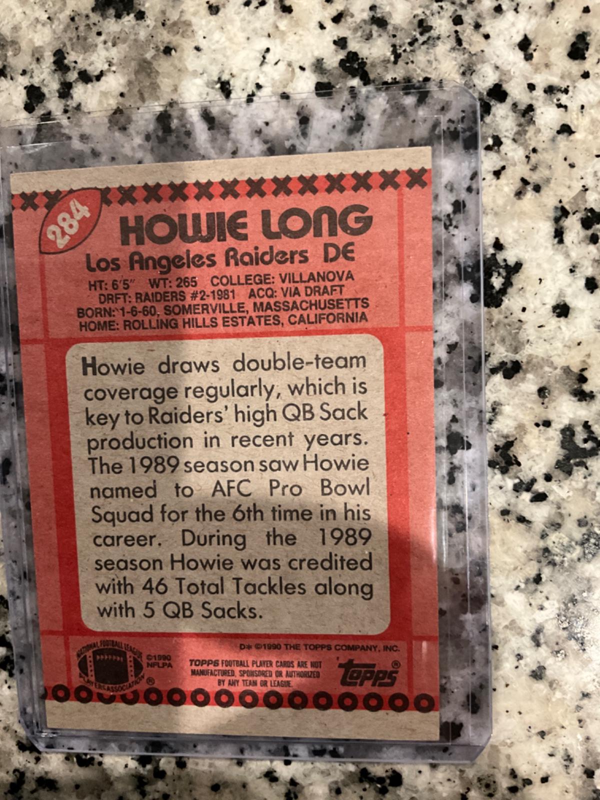 Howie Long [Disclaimer Back] #284 Prices | 1990 Topps | Football Cards