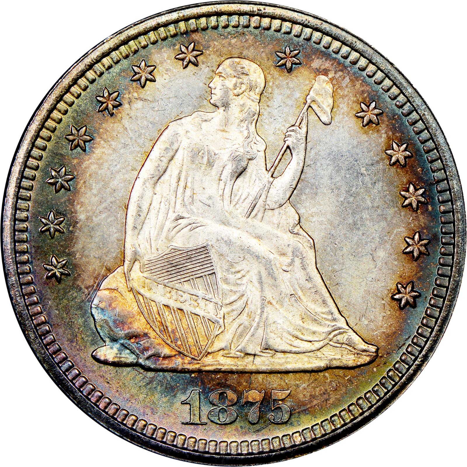 1875 [PROOF] Seated Liberty Quarter Prices | Ungraded, NGC, PCGS Values