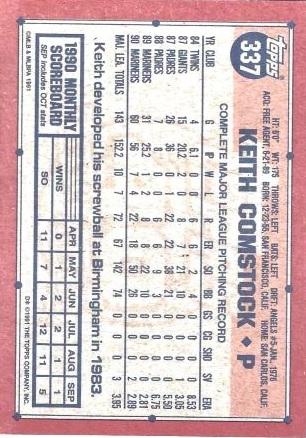 Keith Comstock [ Mariners Logo] #337 Prices | 1991 Topps | Baseball Cards