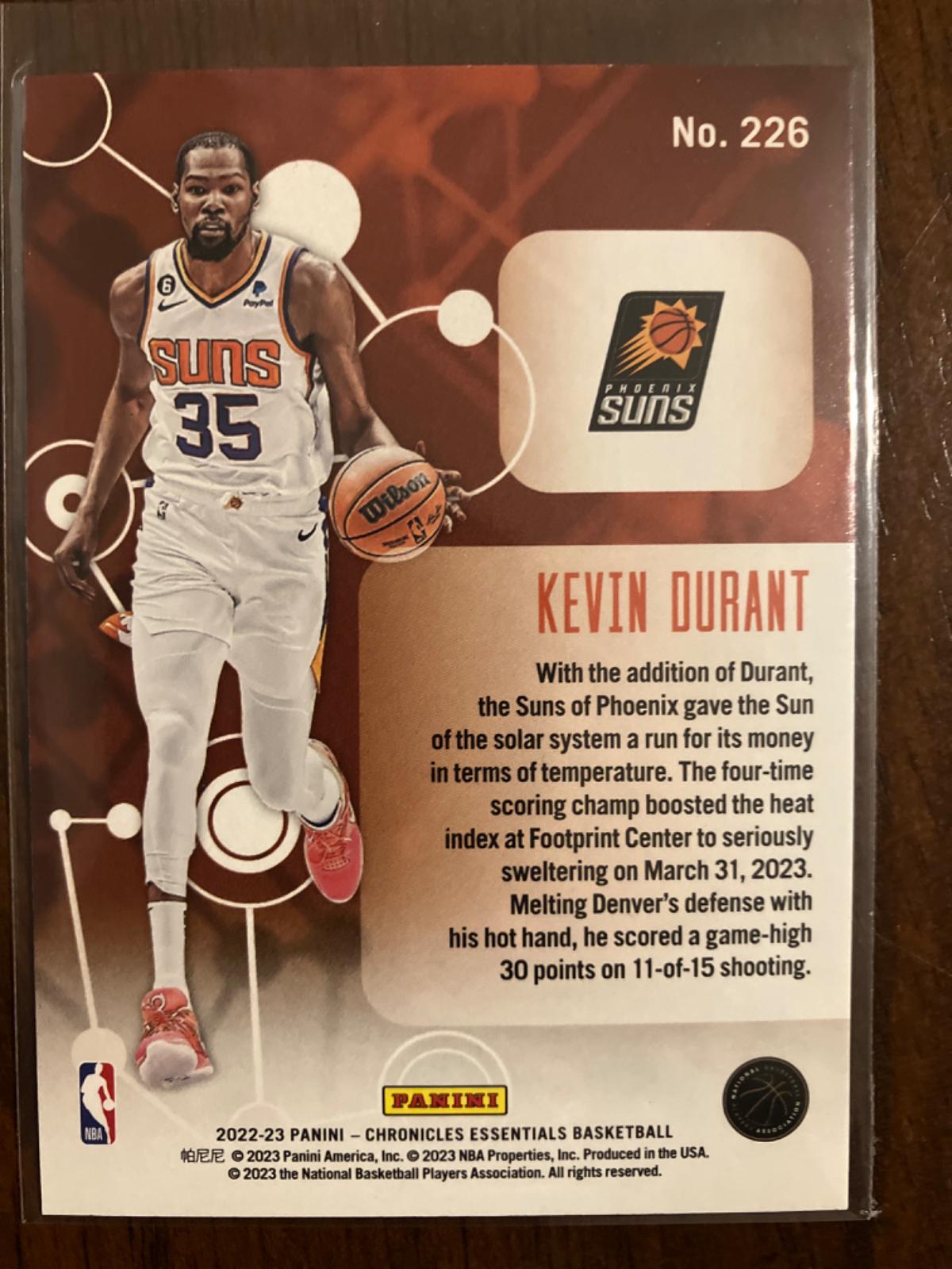 Kevin Durant #226 Prices | 2022 Panini Chronicles | Basketball Cards