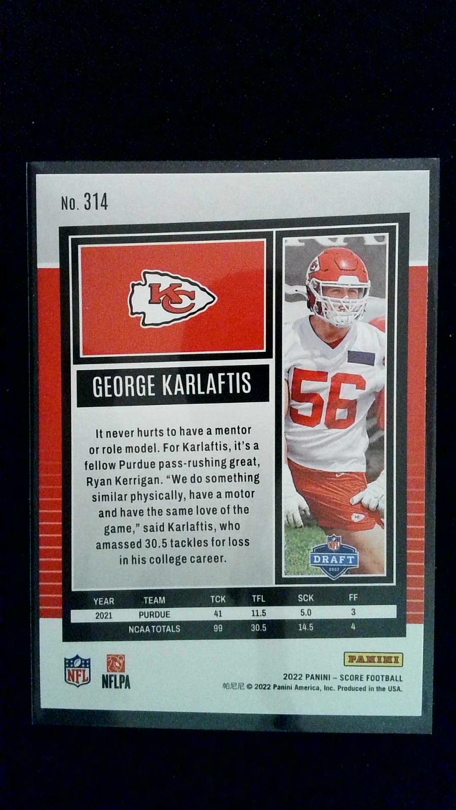 George Karlaftis #314 Prices [Rookie] | 2022 Panini Score | Football Cards