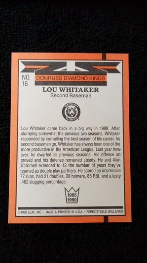 Lou Whitaker | Ungraded | 1990 Donruss Aqueous Test