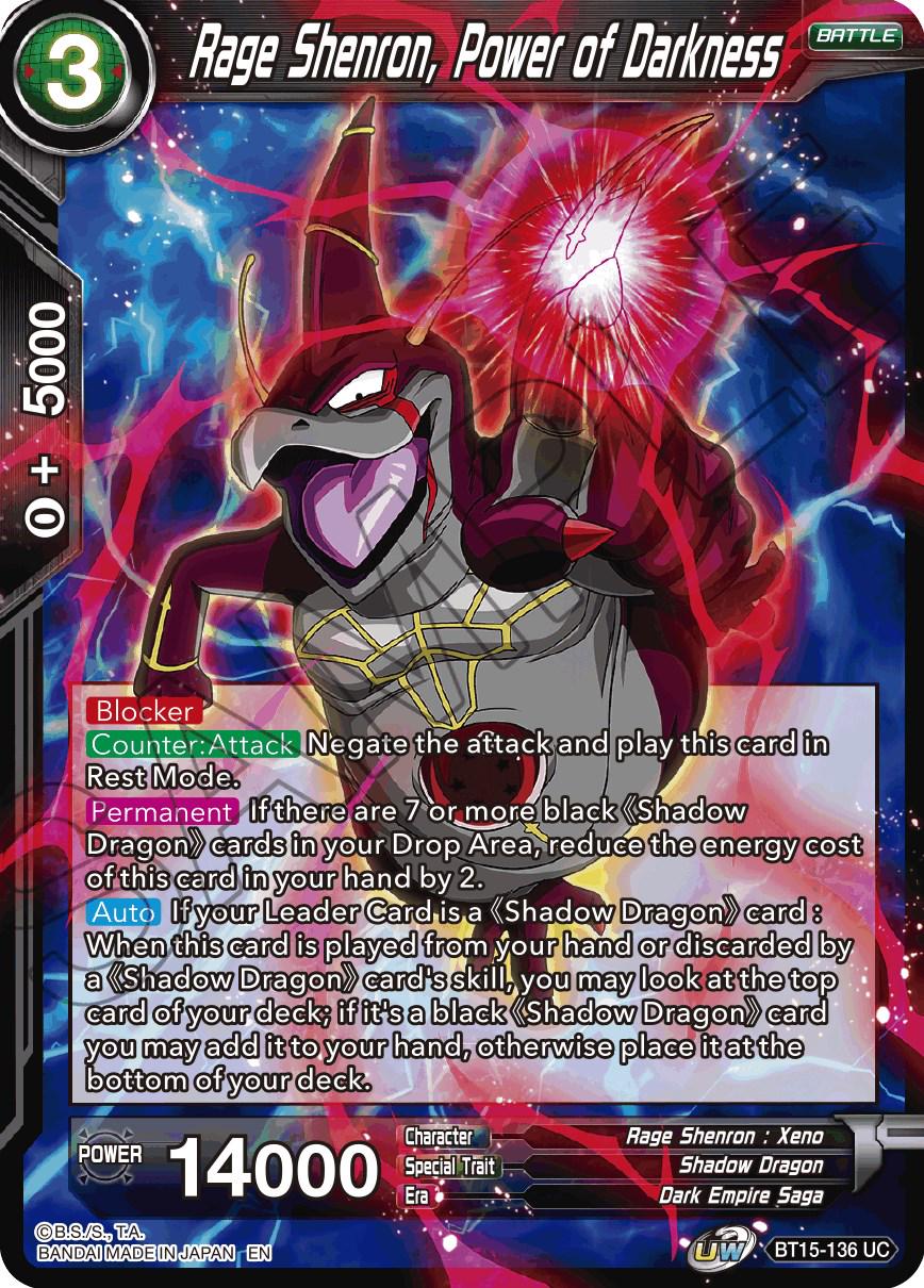 Rage Shenron, Power of Darkness BT15-136 Prices | Dragon Ball Super ...