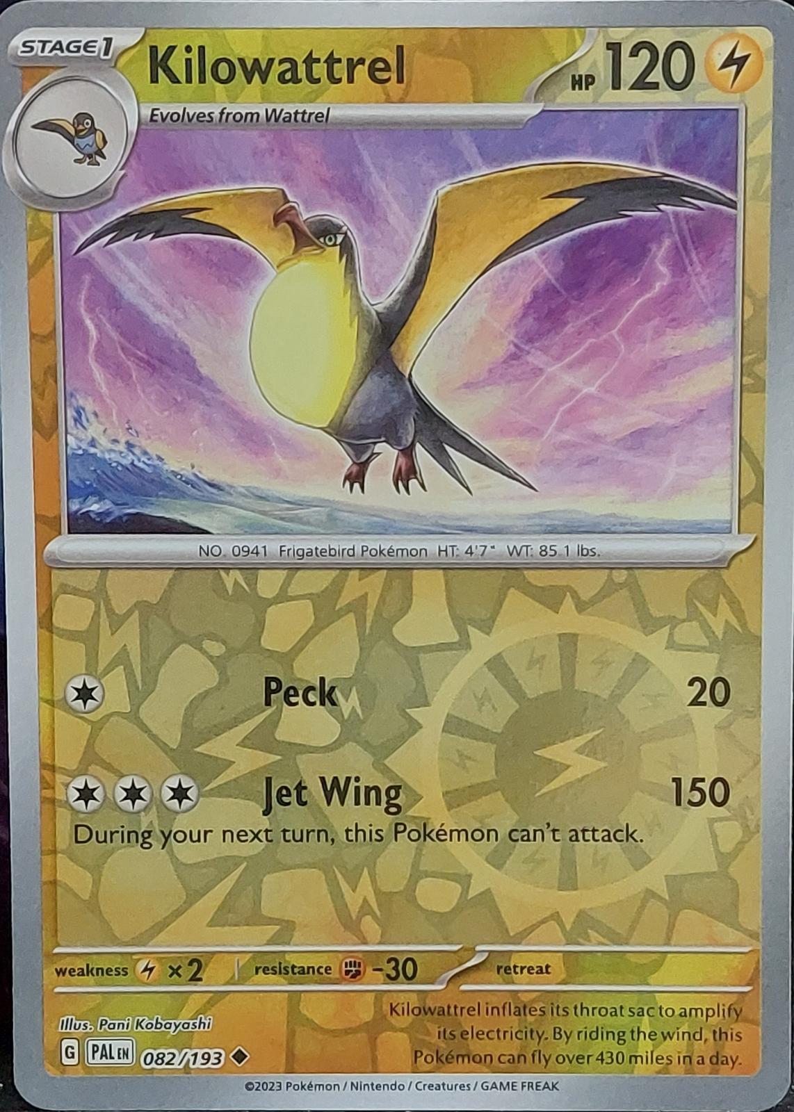 Kilowattrel [Reverse Holo] #82 Prijzen | Pokemon Paldea Evolved ...