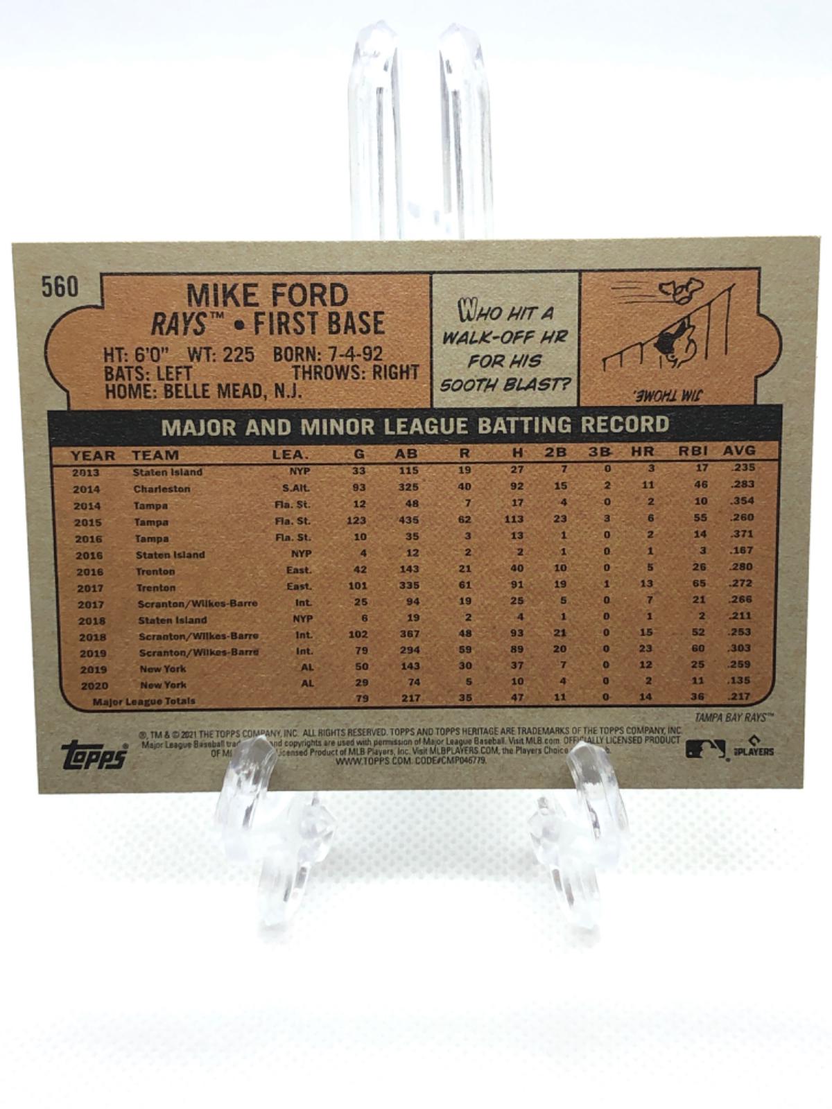 Mike Ford #560 Prices | 2021 Topps Heritage | Baseball Cards