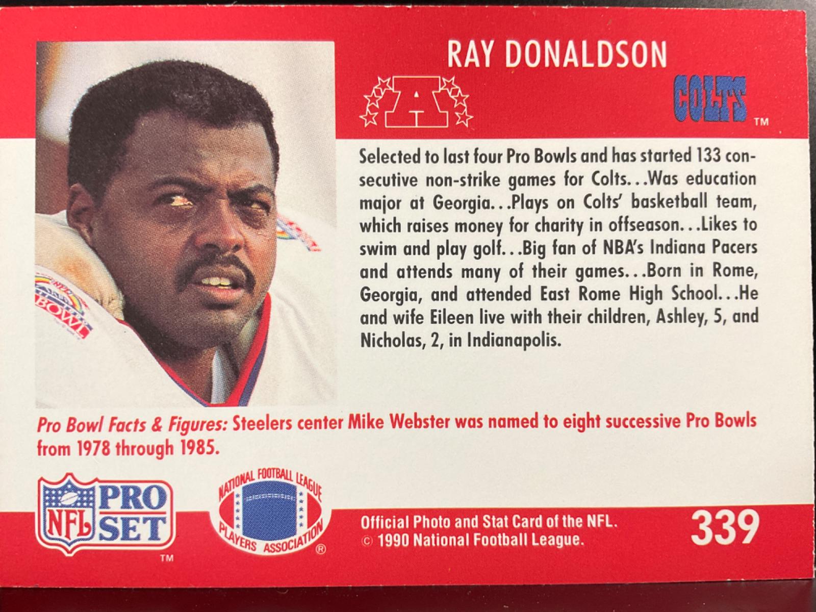 Ray Donaldson #339 Prices | 1990 Pro Set | Football Cards