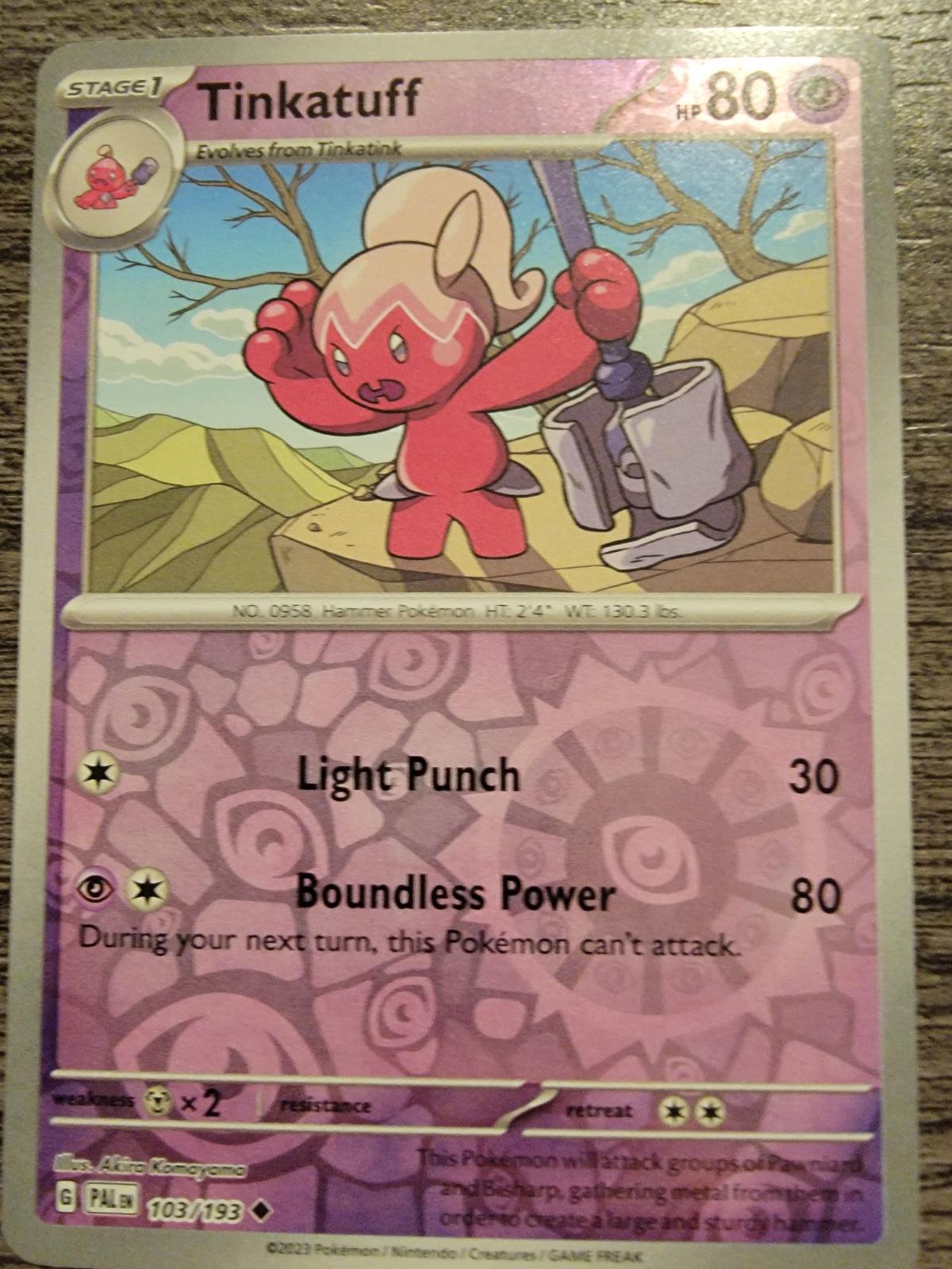 Tinkatuff [Reverse Holo] #103 Prices | Pokemon Paldea Evolved | Pokemon ...