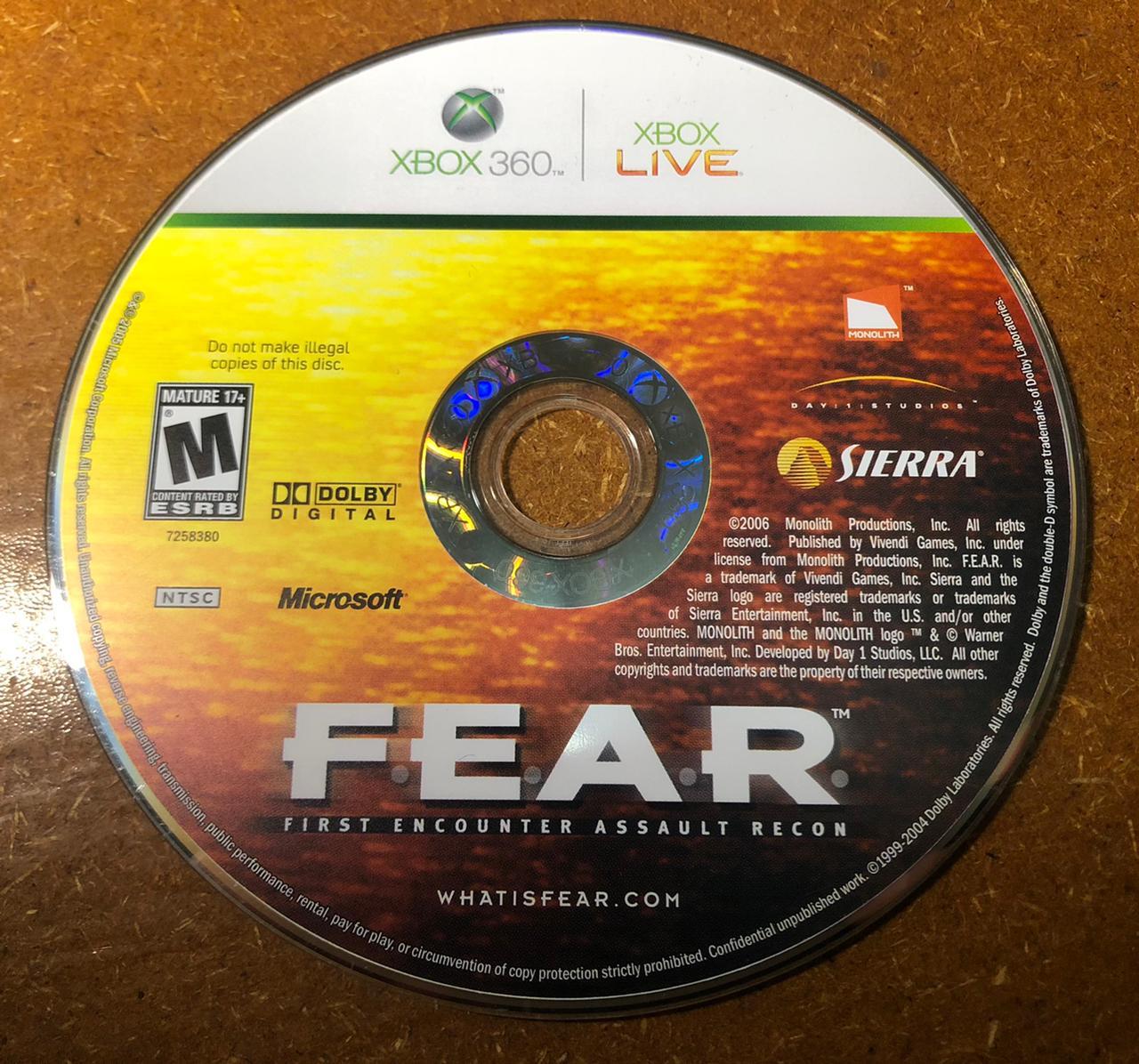 F.E.A.R. | Item only | Xbox 360