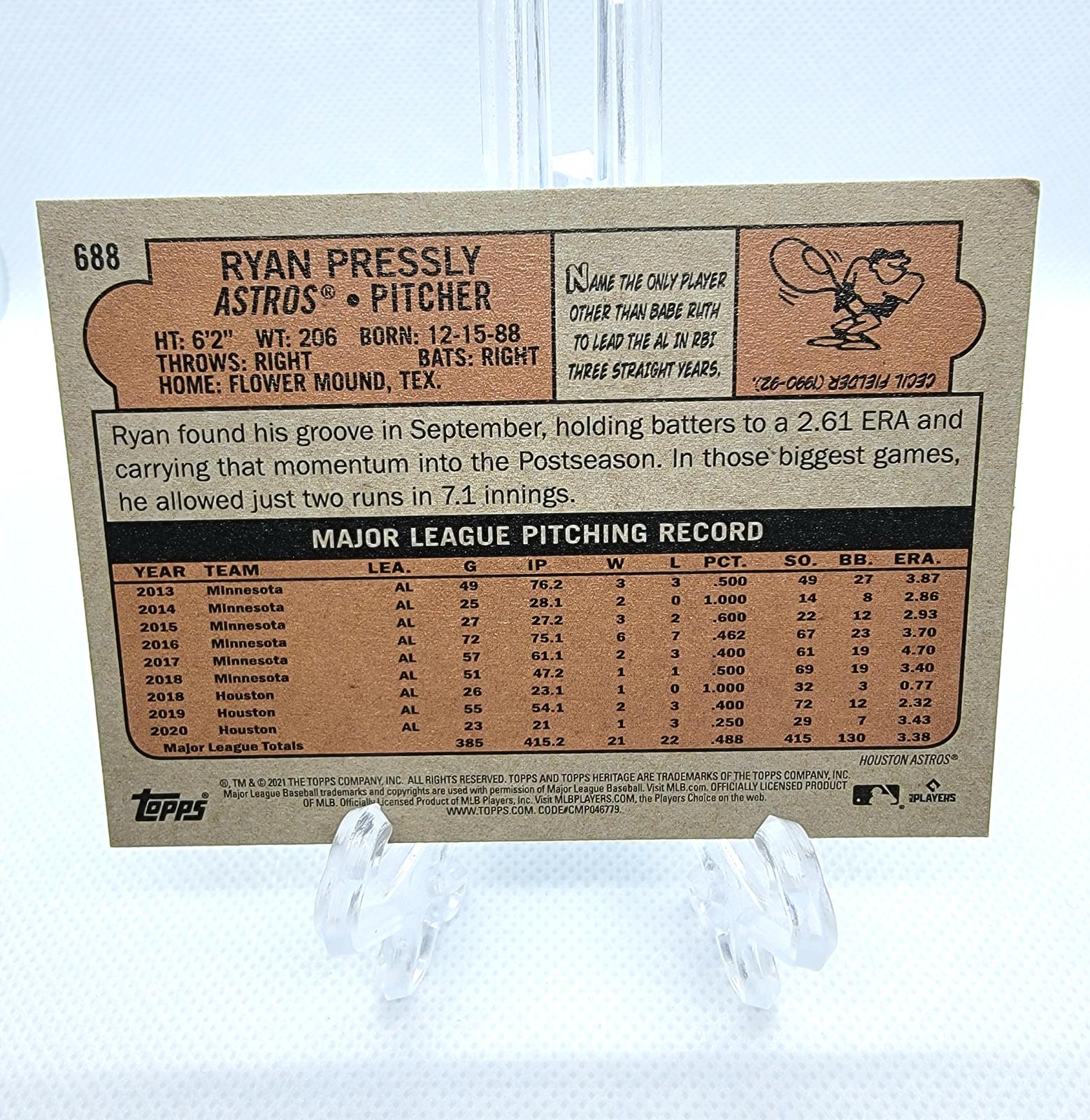 Ryan Pressly #688 Prices | 2021 Topps Heritage | Baseball Cards