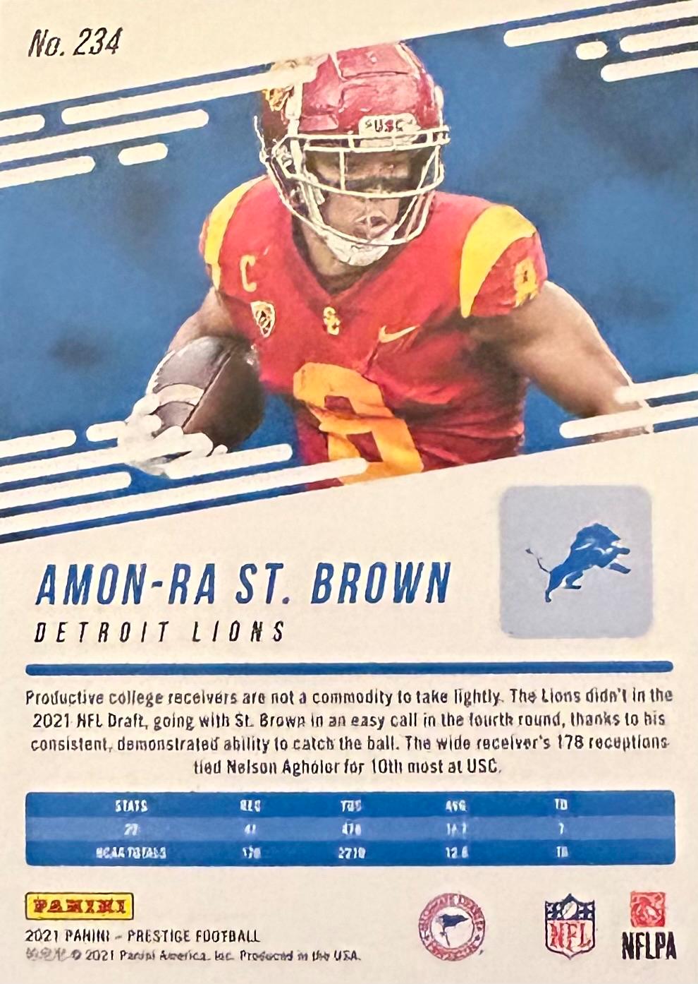 Amon Ra St. Brown #234 Prices [Rookie] | 2021 Panini Chronicles ...