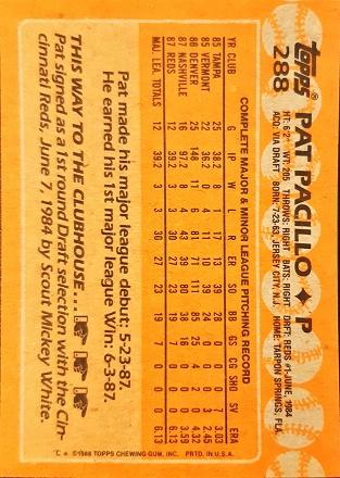 Pat Pacillo #288 Prices | 1988 Topps | Baseball Cards