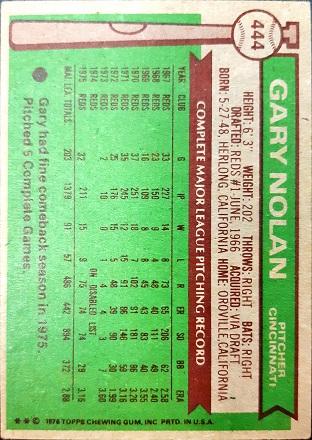Gary Nolan #444 Prices | 1976 Topps | Baseball Cards