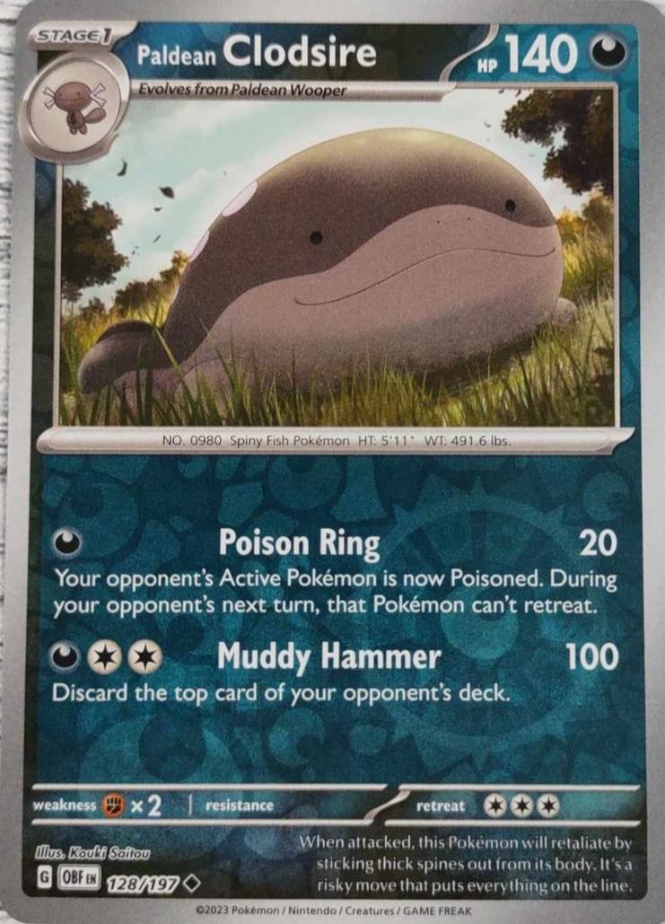 Paldean Clodsire [Reverse Holo] #128 Prices | Pokemon Obsidian Flames ...