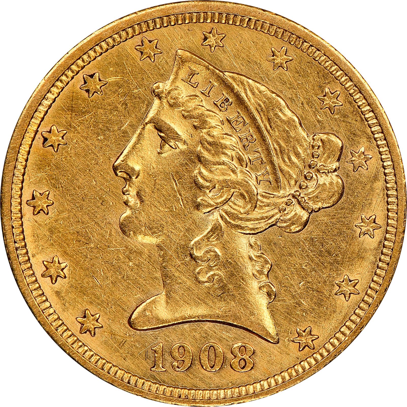 1908 Liberty Head Half Eagle Prices | Ungraded, NGC, PCGS Values