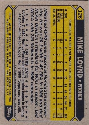 Mike Loynd #126 Prices [Rookie] | 1987 Topps | Baseball Cards