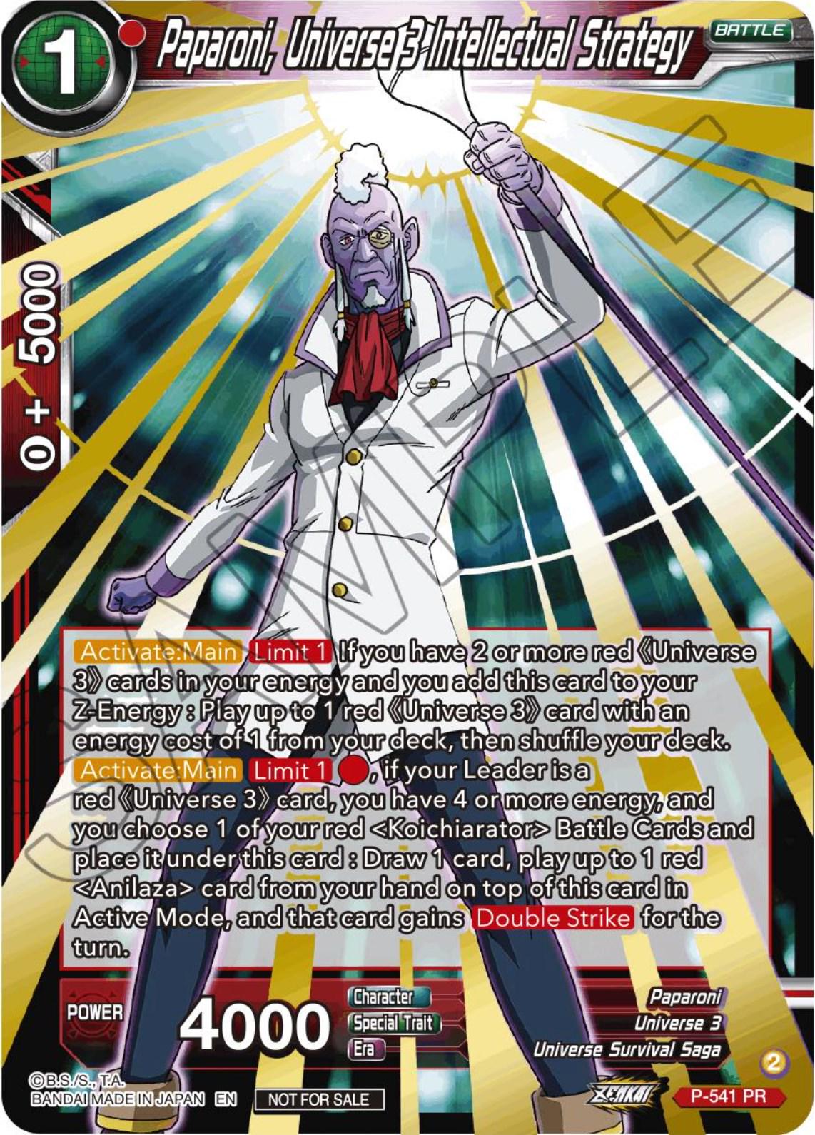 Paparoni, Universe 3 Intellectual Strategy P-541 Prices | Dragon Ball ...