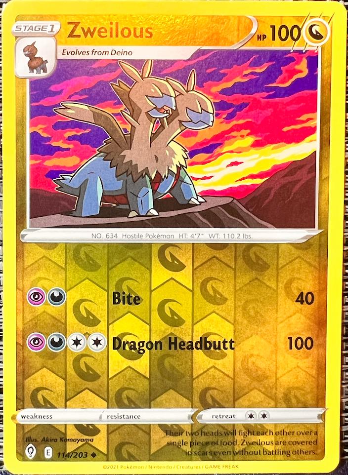 Zweilous [Reverse Holo] #114 Prices | Pokemon Evolving Skies | Pokemon ...