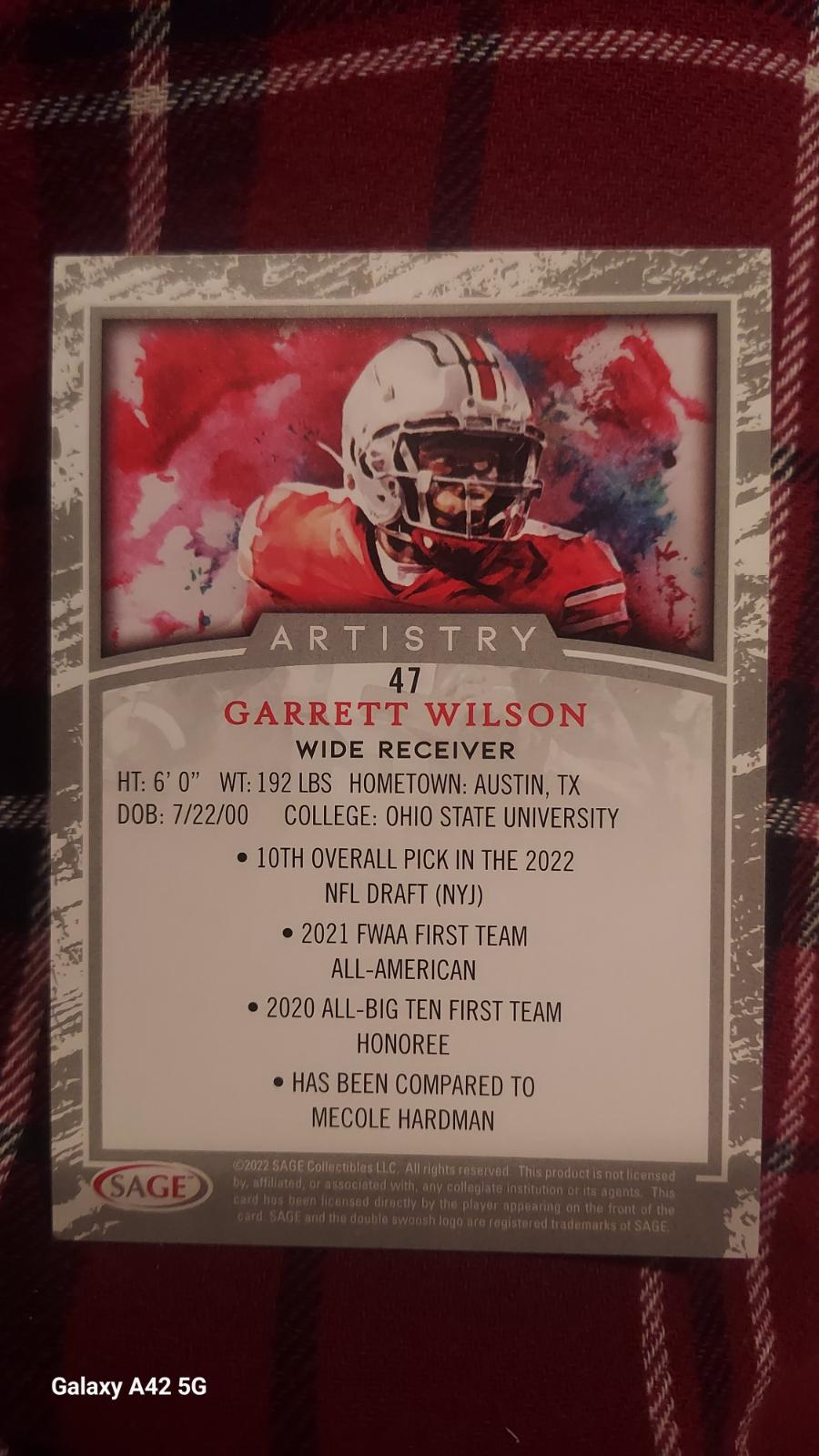 Garrett wilson #47 Prices [Rookie] | 2022 Sage Artistry | Football Cards