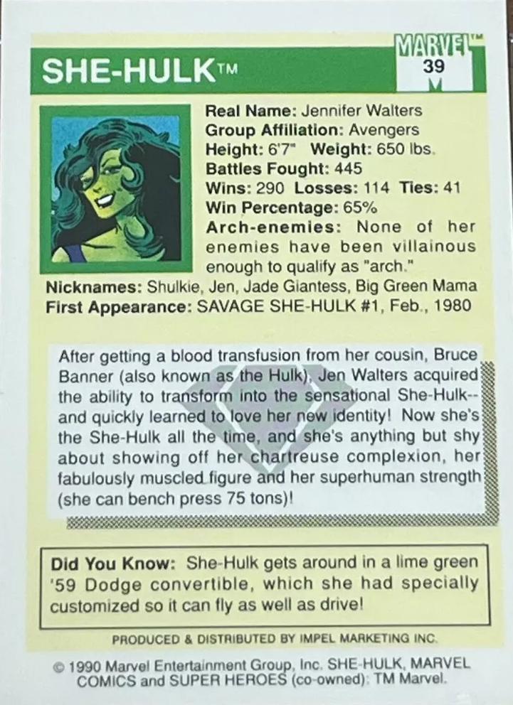 She-Hulk [Diamond Preview] #39 Prices | Marvel 1990 Universe | Marvel Cards
