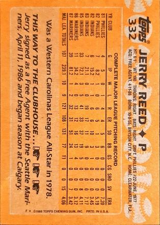 Jerry Reed #332 Prices | 1988 Topps | Baseball Cards