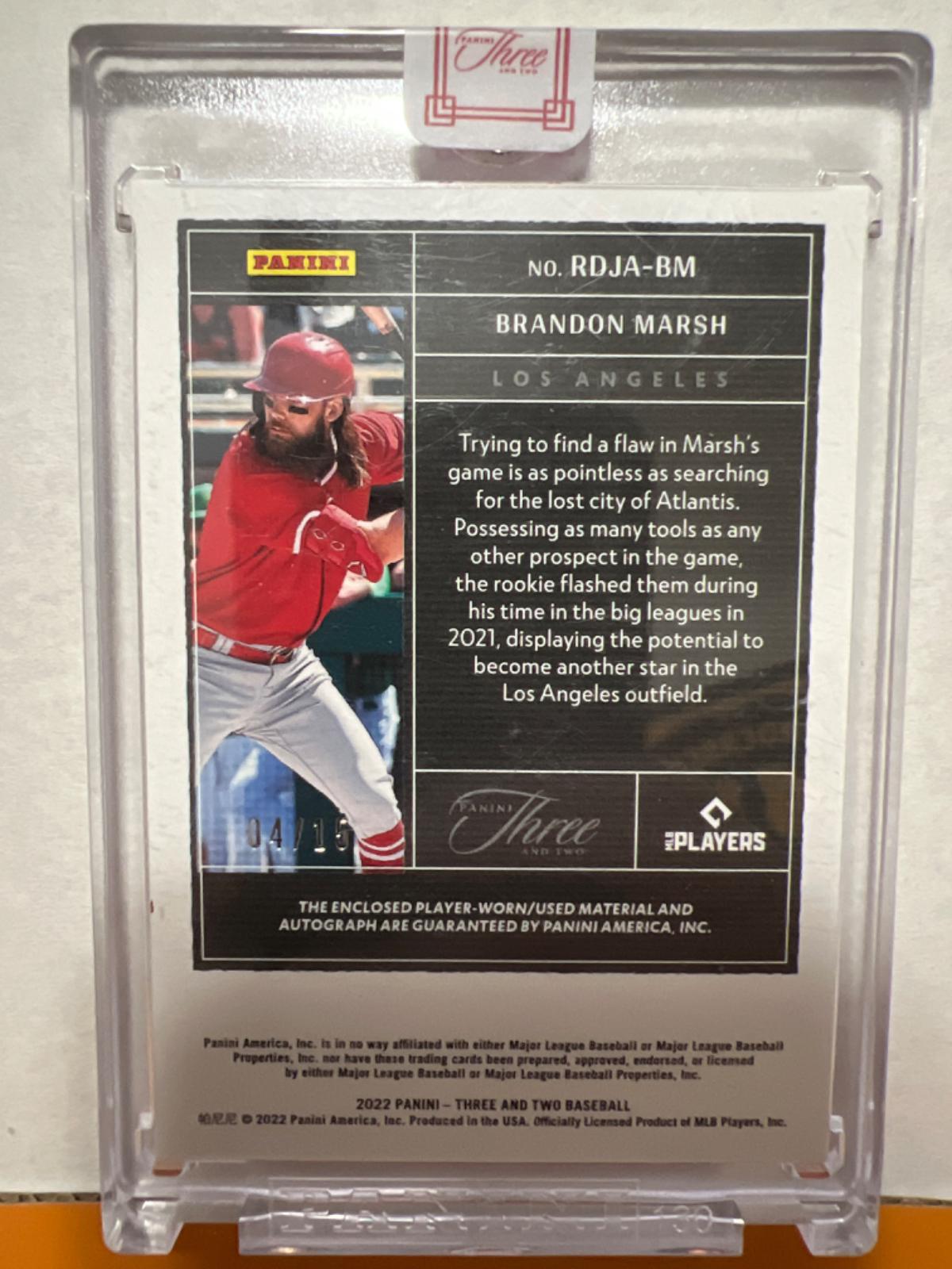 Brandon Marsh [Gold] #RDJA-BM Prices | 2022 Panini Three and Two Rookie ...