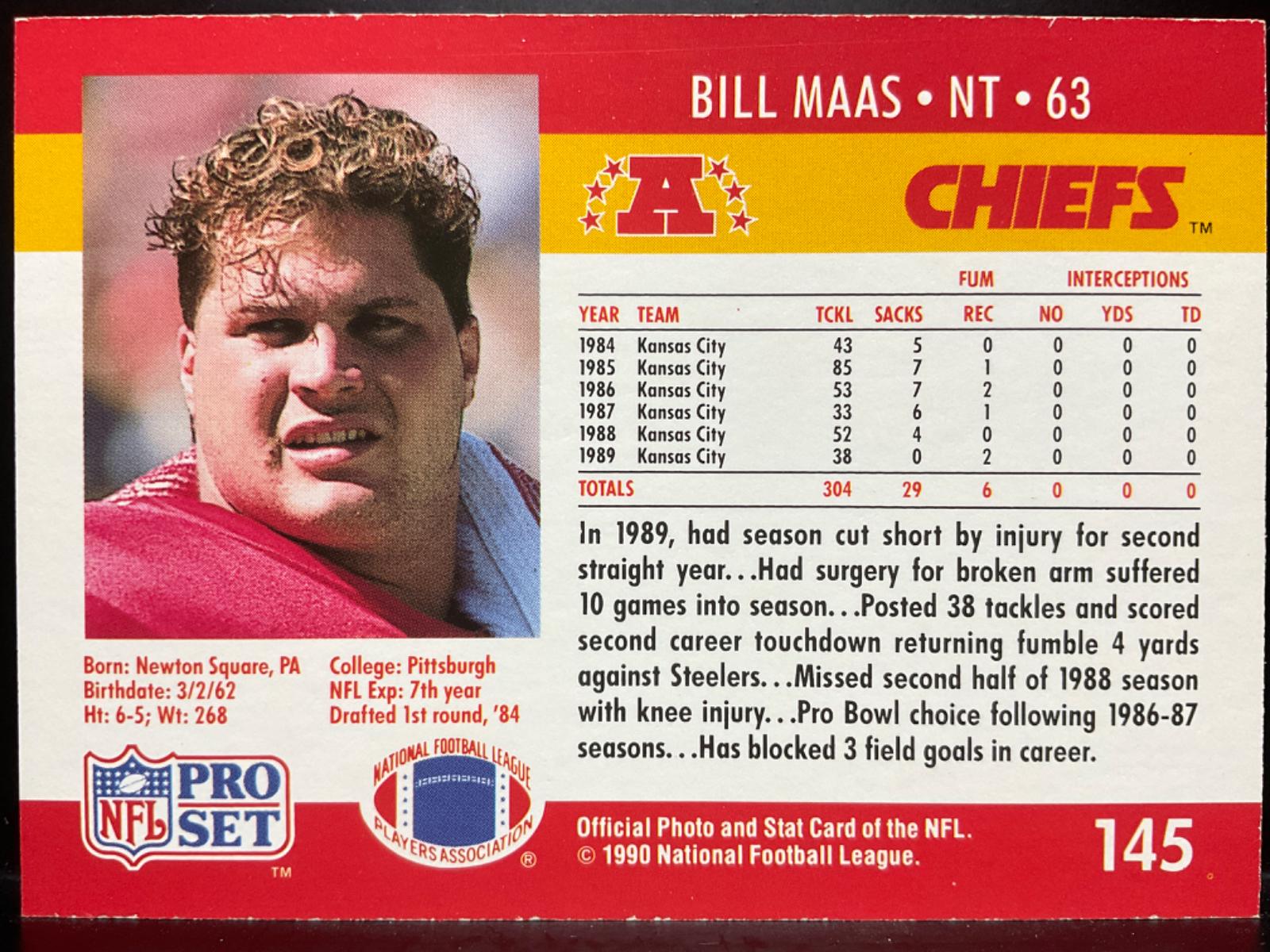 Bill Maas #145 Prices | 1990 Pro Set | Football Cards
