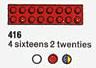 4 Sixteens 2 Twenties #416 LEGO Set Prices | New, Boxed, Loose Values