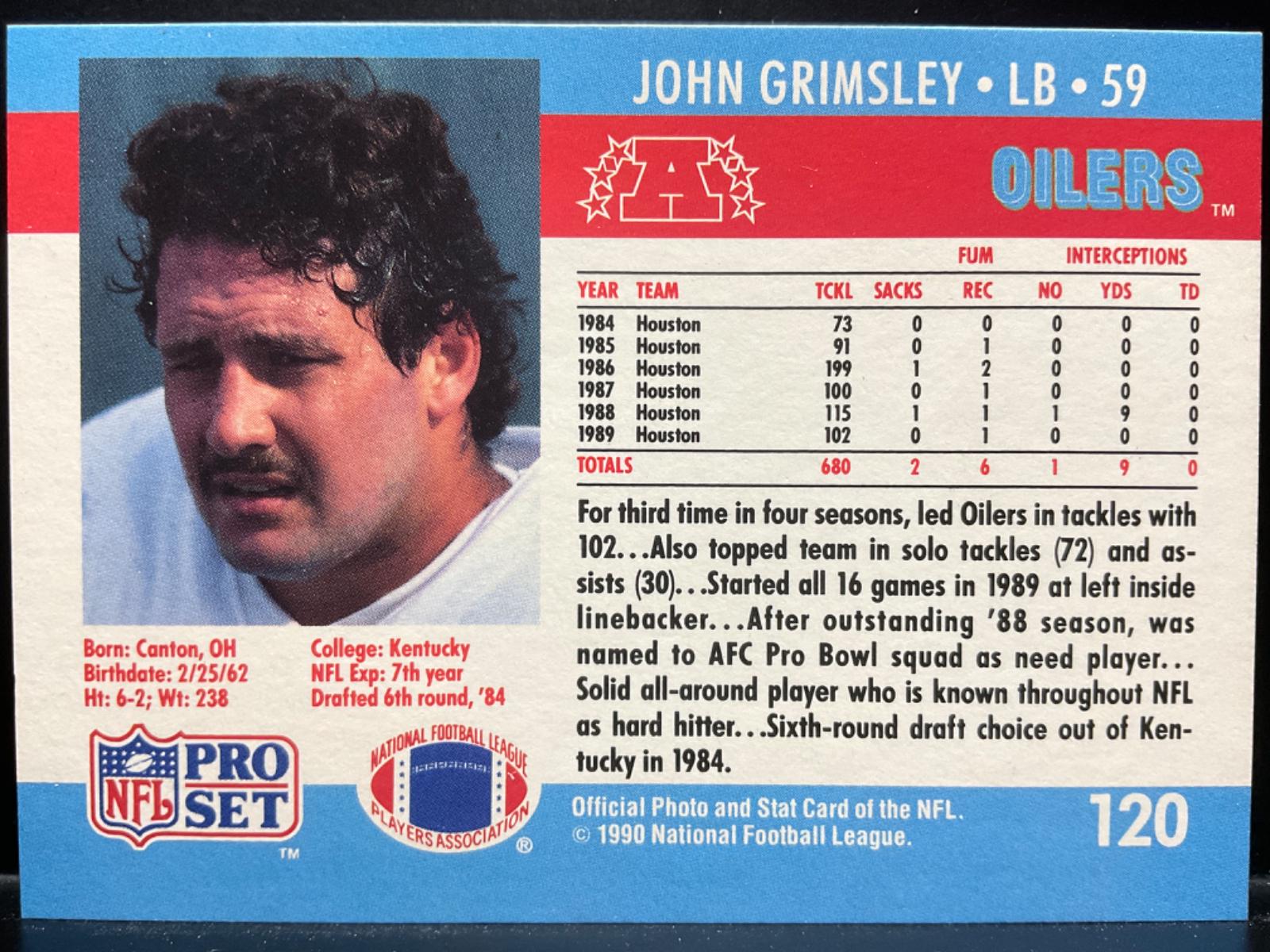 John Grimsley #120 Prices | 1990 Pro Set | Football Cards