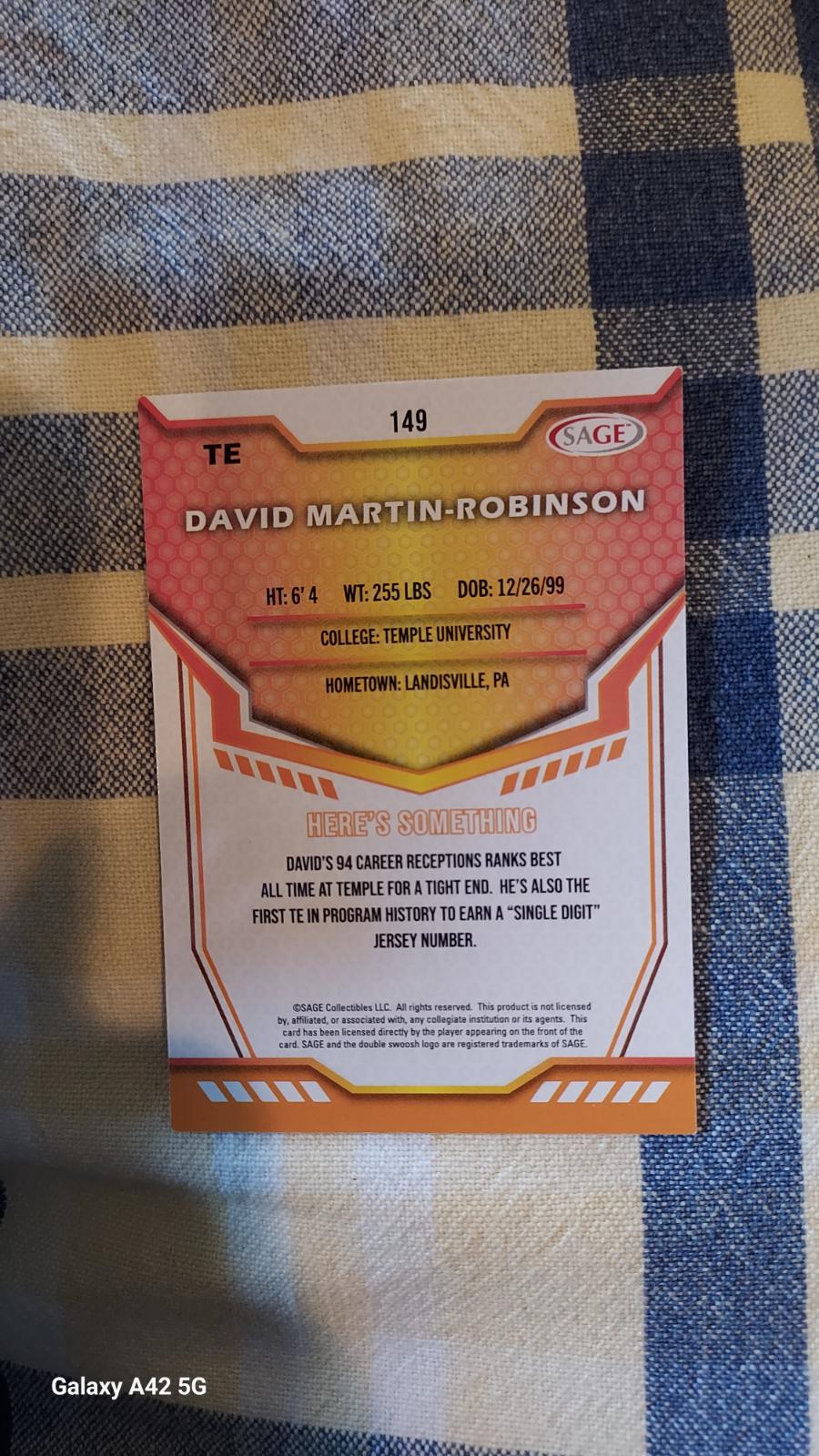 David Martin-Robinson [Silver] #149 Precios | 2024 Sage HIT | Tarjetas ...