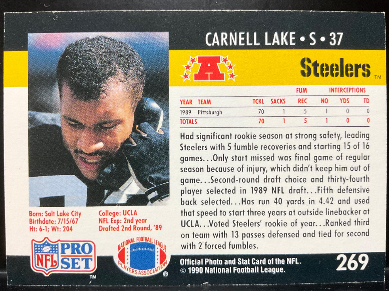 Carnell Lake #269 Prices | 1990 Pro Set | Football Cards