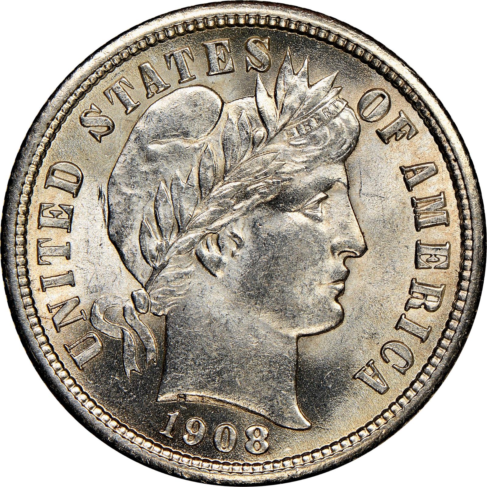 1908 Barber Dime Prices | Ungraded, NGC, PCGS Values