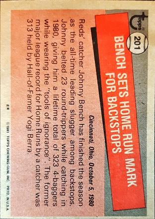 Johnny Bench #201 Prices | 1981 Topps | Baseball Cards