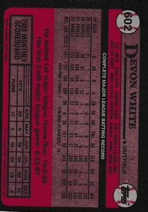 Devon White #602 Prices | 1989 Topps | Baseball Cards