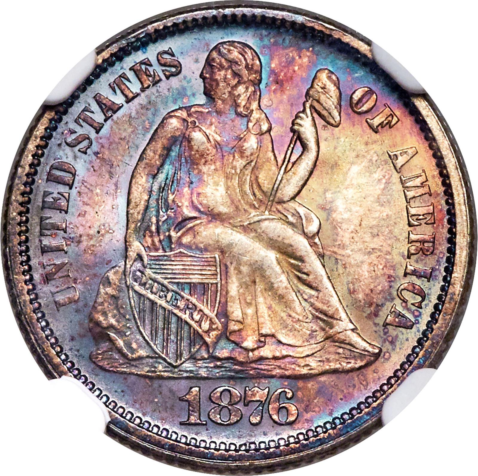 1876 [PROOF] Seated Liberty Dime Prices | Ungraded, NGC, PCGS Values