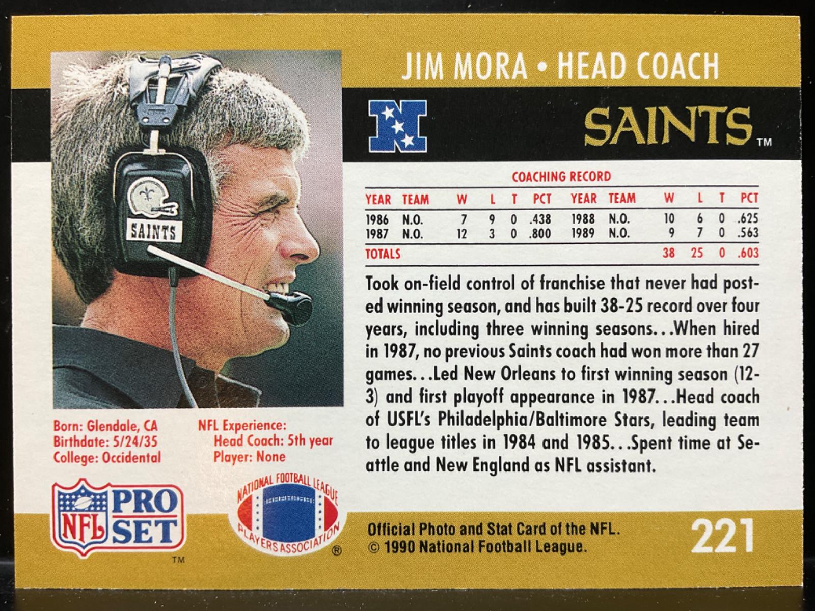 Jim Mora #221 Prices | 1990 Pro Set | Football Cards
