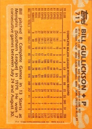 Bill Gullickson #711 Prices | 1988 Topps | Baseball Cards