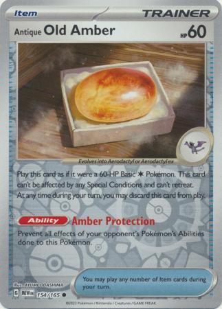 Antique Old Amber [Reverse Holo] #154 Prices | Pokemon Scarlet & Violet ...