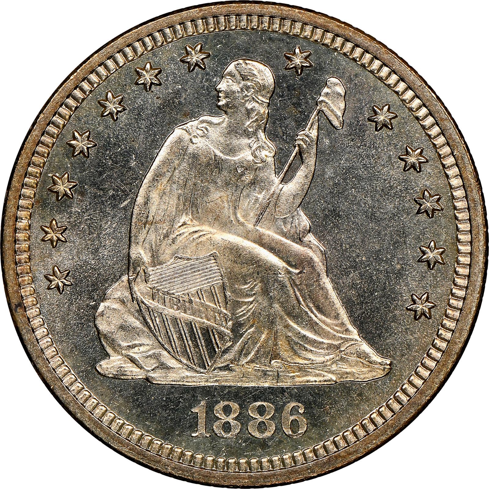 1886 [PROOF] Seated Liberty Quarter Prices | Ungraded, NGC, PCGS Values