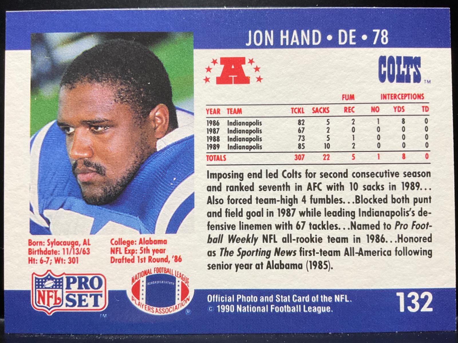 Jon Hand #132 Prices | 1990 Pro Set | Football Cards