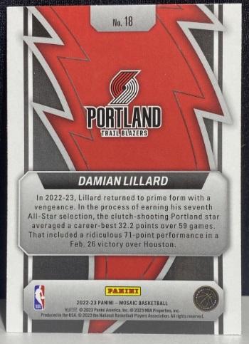 Damian Lillard #18 Prices | 2022 Panini Mosaic Thunder Road ...
