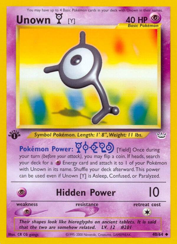 Unown Y [1st Edition] #40 Prices | Pokemon Neo Revelation | Pokemon Cards