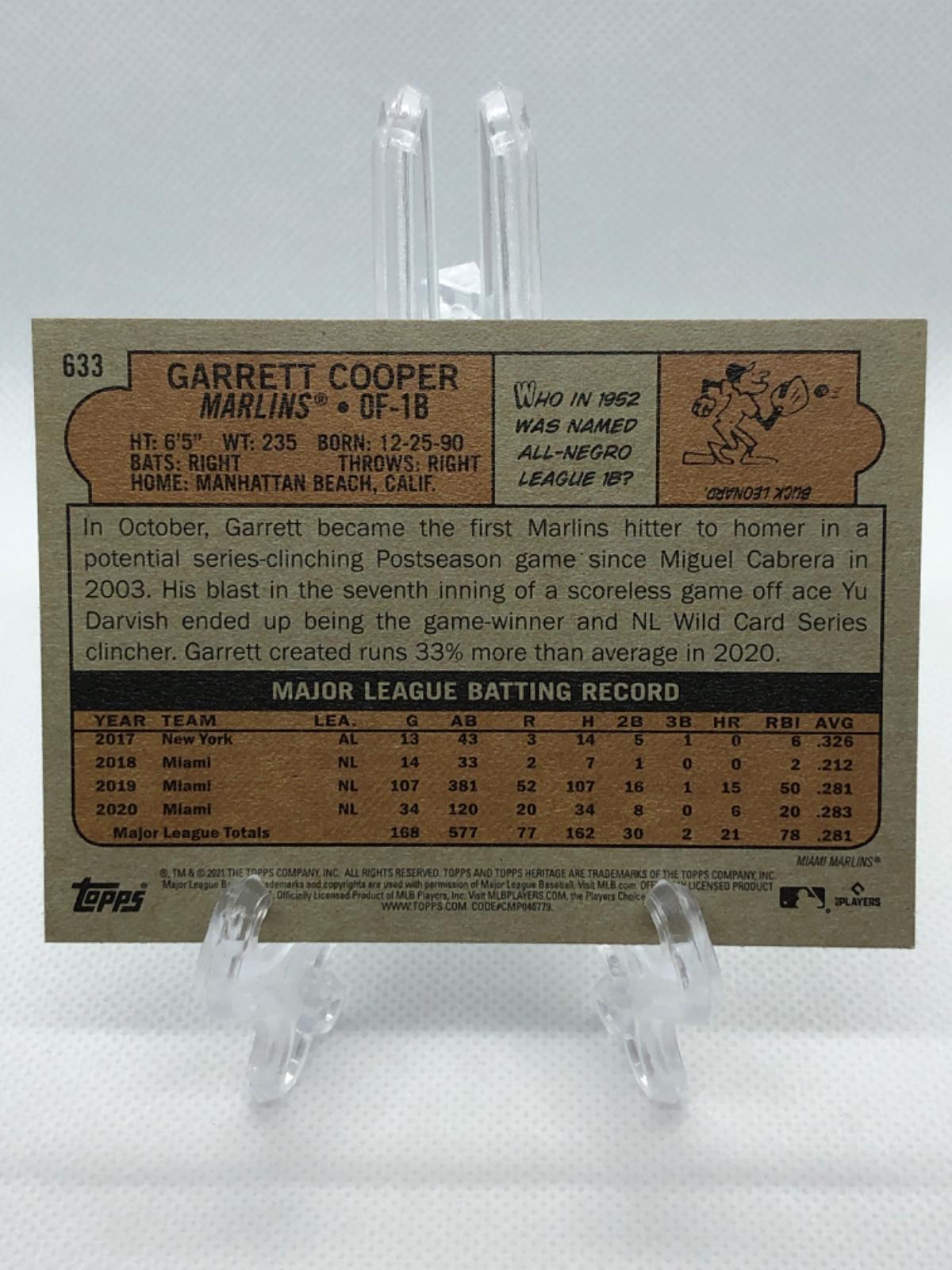 Garrett Cooper #633 Prices | 2021 Topps Heritage | Baseball Cards