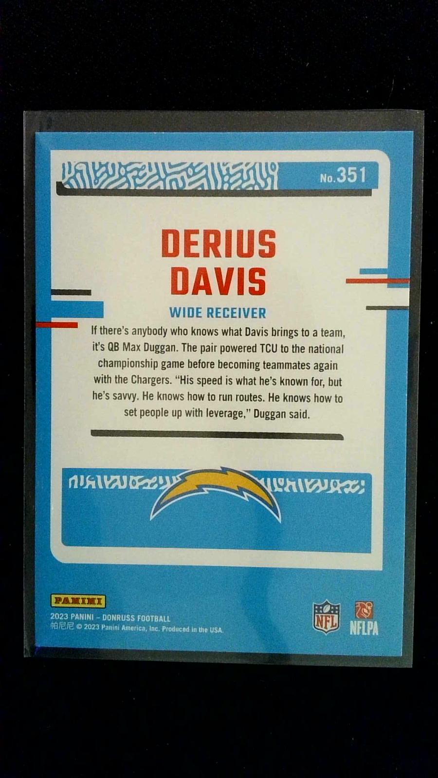 Derius Davis #351 Prices [Rookie] | 2023 Panini Donruss | Football Cards