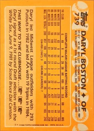 Daryl Boston #739 Prices | 1988 Topps | Baseball Cards